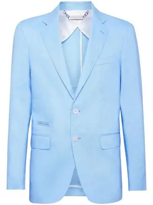 Philipp Plein Single-breasted Linen Blazer - Blue