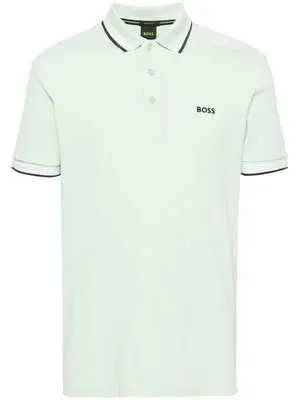BOSS Logo-embroidered Cotton Polo Shirt - Green