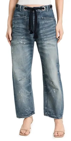 Free People Moxie Pull-on Barrel Jeans - Timeless Blue