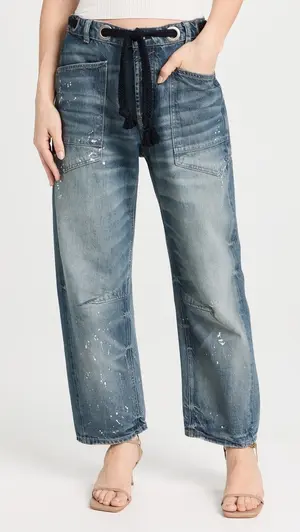 Free People Moxie Pull-on Barrel Jeans - Timeless Blue