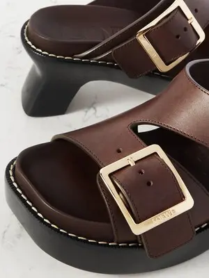 Loewe Ease Buckled Leather Mules - Brown