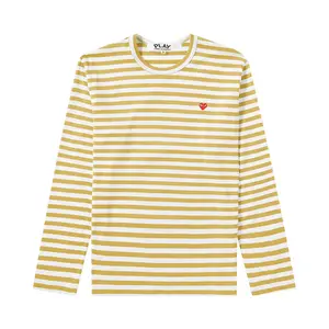 Play Comme Des Garcon Striped Long-sleeve T-shirt - Yellow