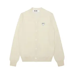 Play Comme Des Garcon Woven V-neck Cardigan - White