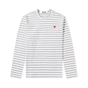 Play Comme Des Garcon Striped Long-sleeve T-shirt - Grey