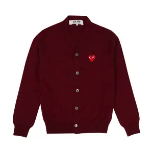 Play Comme Des Garcon Heart Wool Cardigan - Red