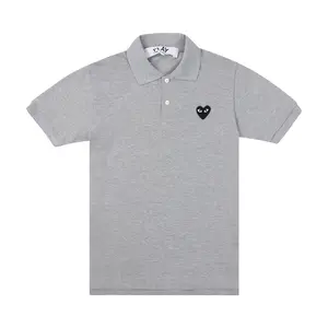 Play Comme Des Garcon Black Emblem Polo Shirt - Grey