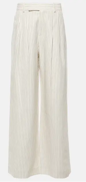 FRAME Mid-rise Cotton And Linen Wide-leg Pants