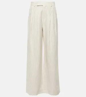 FRAME Mid-rise Cotton And Linen Wide-leg Pants