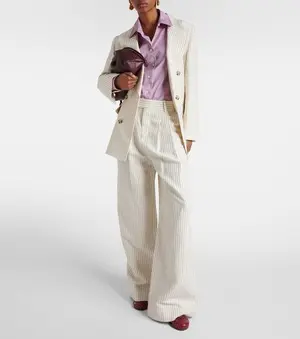 FRAME Mid-rise Cotton And Linen Wide-leg Pants