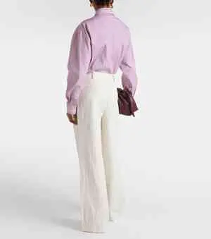 FRAME Mid-rise Cotton And Linen Wide-leg Pants