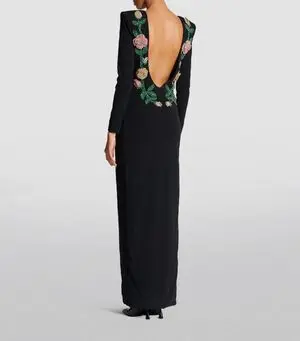 Balmain Rose Embroidery Maxi Dress