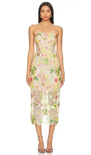MILLY Kait Botanical Petals Sequins Dress