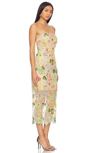 MILLY Kait Botanical Petals Sequins Dress