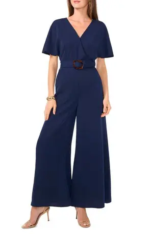 Vince Camuto Open Back Wide Leg Belted Jumpsuit - Classic Navy