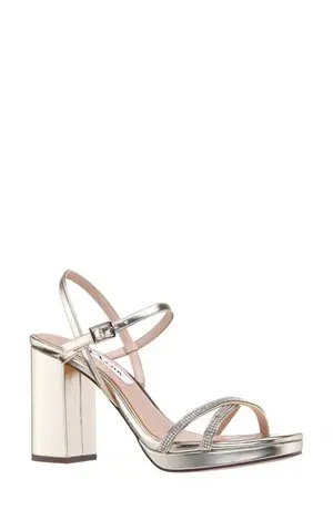 Nina Steven Embellished Platform Sandal - Platino