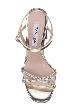 Nina Steven Embellished Platform Sandal - Platino