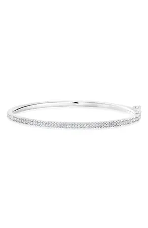 CRISLU Pavé Cubic Zirconia Bangle Bracelet - Silver