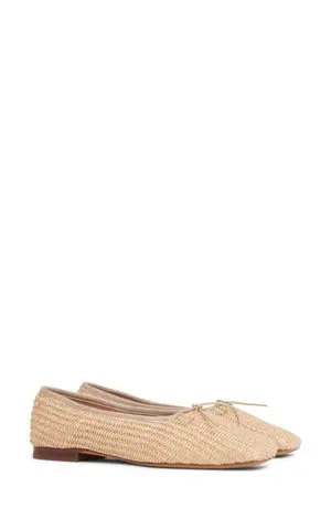 MANSUR GAVRIEL Square-toe Raffia Ballet Flats - Natural