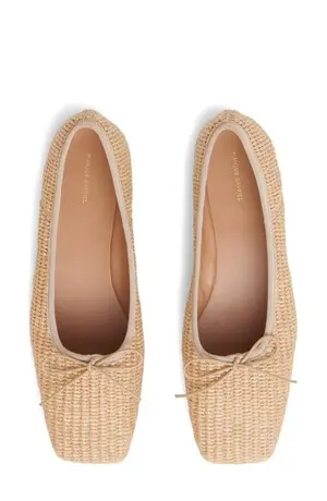 MANSUR GAVRIEL Square-toe Raffia Ballet Flats - Natural