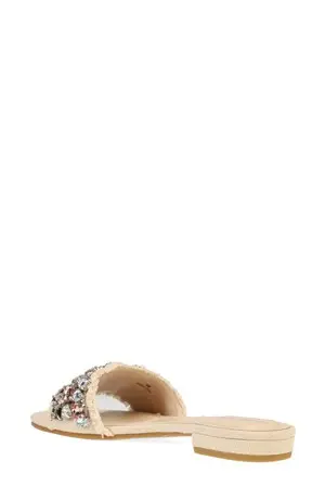 Pelle Moda Bayer Pearl Embellished Slides - Natural Multi