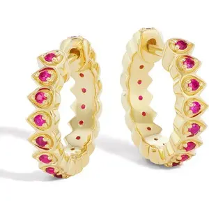 ORLY MARCEL Mandala Petal Ruby Huggie Hoop Earrings - Pink