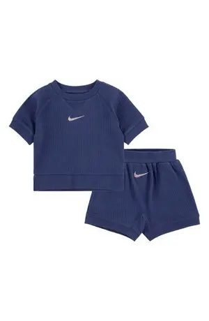 Nike Ready Set Rib T-shirt And Shorts Set - Midnight Navy