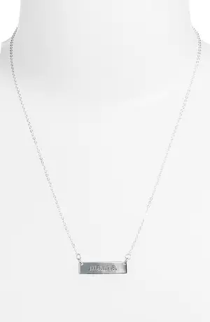 NASHELLE Mama Bar Pendant Necklace - Sterling Silver