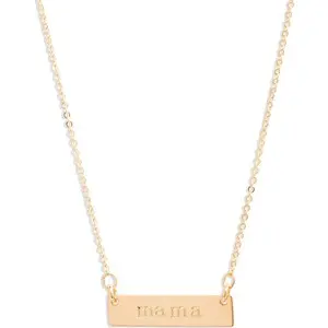 NASHELLE Mama Bar Pendant Necklace - Yellow Gold Fill