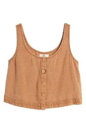 Rip Curl Classic Surf Cotton Crop Button-up Tank - Brown