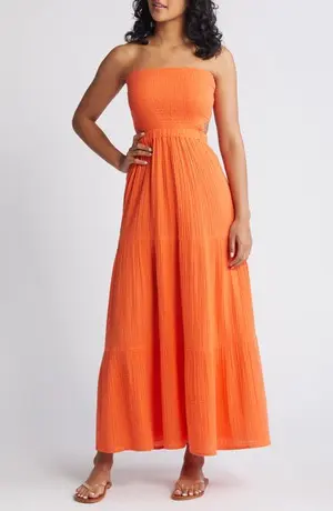 Rip Curl Premium Surf Strapless Maxi Dress - Bright Orange