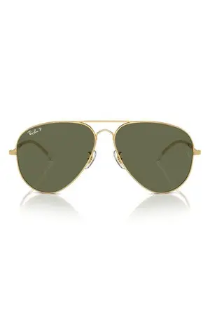 Ray-ban 58mm Polarized Aviator Sunglasses - Gold Flash