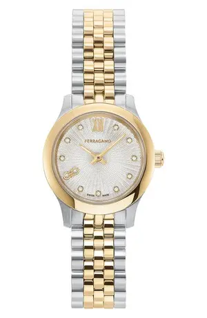 FERRAGAMO Duo Mini Diamond Bracelet Watch - Two Tone