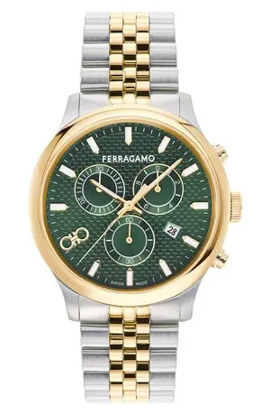 FERRAGAMO FERRAGAMO Duo Chronograph Bracelet Watch Ip Two Tone