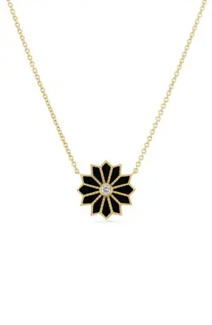 ORLY MARCEL Mini Sacred Flower Pendant Necklace - Black