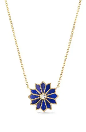 ORLY MARCEL Sacred Flower Pendant Necklace - Blue