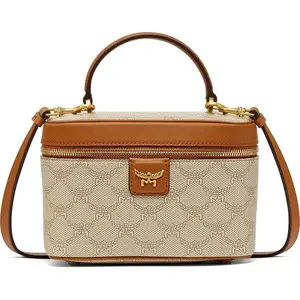 Mcm MCM Lauretos Monogram Coated Canvas Crossbody Bag Oatmeal