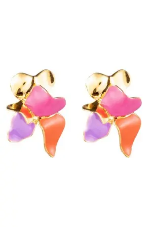 STERLING KING Enamel Lotus Petal Earrings - Gold/sunrise