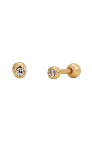 MADE BY MARY Live In Bezel Cubic Zirconia Stud Earrings - Gold