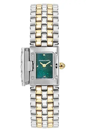 FERRAGAMO Secret Bracelet Watch - Ip Two Tone/green