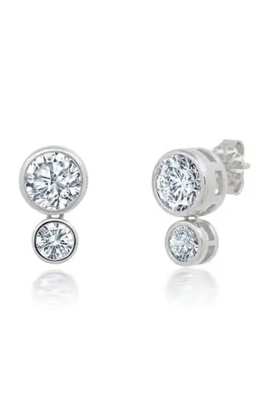 CRISLU Bezel Stud Earrings - Silver