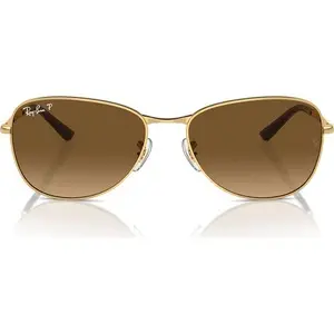 Ray-ban 56mm Polarized Aviator Sunglasses - Gold/brown Grad