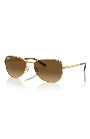 Ray-ban 56mm Polarized Aviator Sunglasses - Gold/brown Grad