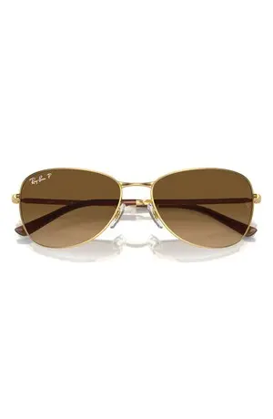 Ray-ban 56mm Polarized Aviator Sunglasses - Gold/brown Grad