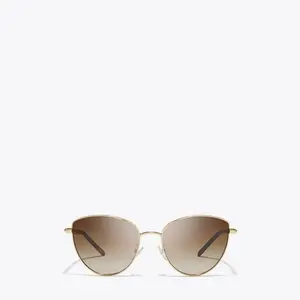 Tory Burch Tory Burch Eleanor Chain Cat Eye Sunglasses Shiny Gold/brown Gradient