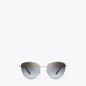 Tory Burch Tory Burch Eleanor Chain Cat Eye Sunglasses Shiny Light Gold/grey Gradient