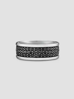 David Yurman Streamline Three Row Band Ring In Sterling Silver - Black