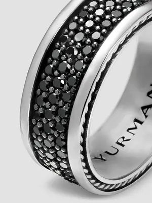 David Yurman Streamline Three Row Band Ring In Sterling Silver - Black