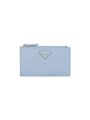 Prada Saffiano Leather Card Holder Blue