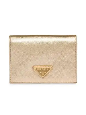 Prada Saffiano Leather Card Holder Platinum