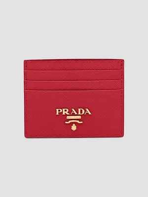 Prada Saffiano Leather Card Holder Red